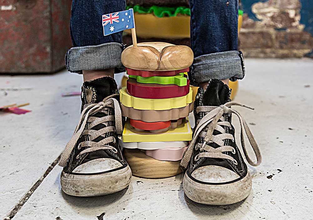 Iconic Wooden Stacking Burger – Lamington Noosa