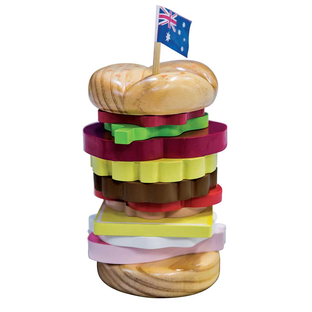 Iconic Wooden Stacking Burger – Lamington Noosa